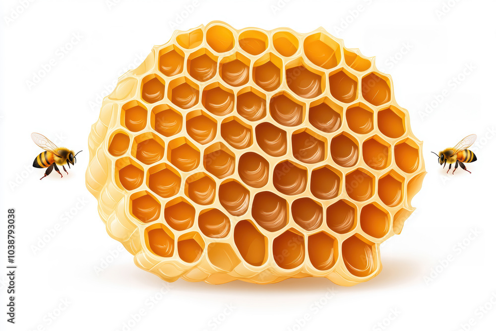 Illustration of a cross-section of a honeycomb, with labeled parts like ...