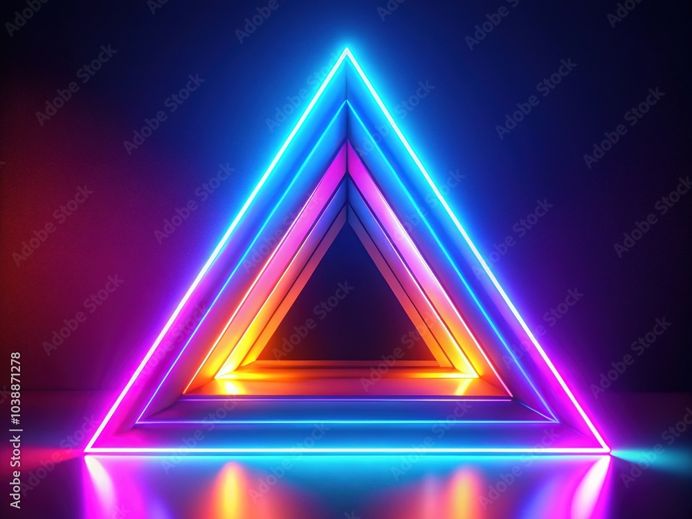Experience a mesmerizing loop of glowing neon triangle shapes, perfect ...