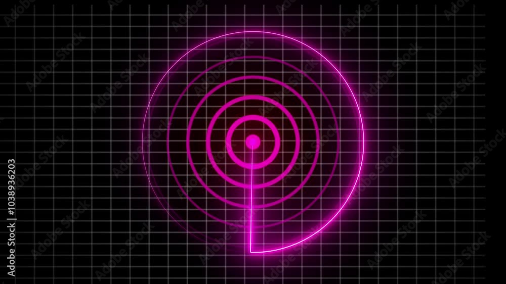 technology radar pink screen animation. Radar loop animation. Digital ...
