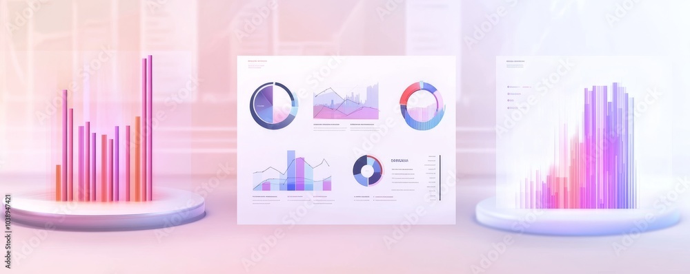 Stylish data visualization graphic showcasing vibrant bar and pie ...