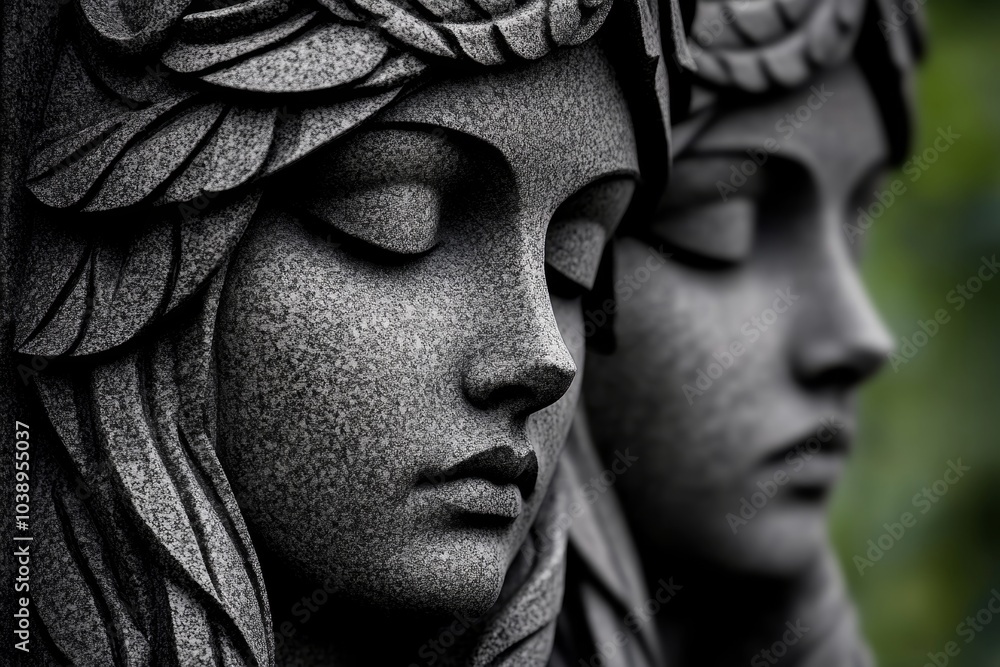 Spartan cemetery in a gothic style, with dark stone tombs and haunting ...