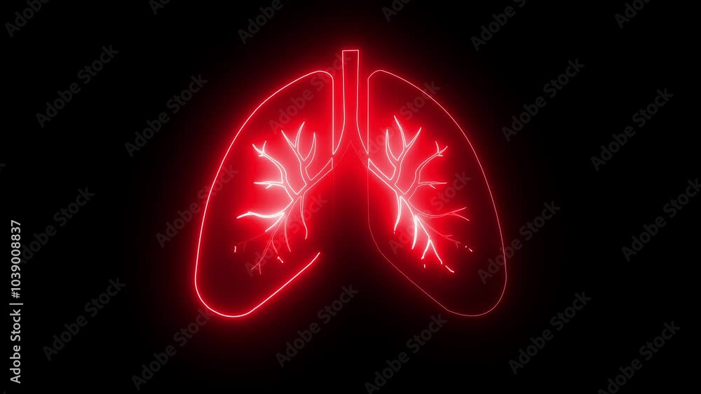 The appearance of the neon glowing symbol lungs. neon human Lung and ...