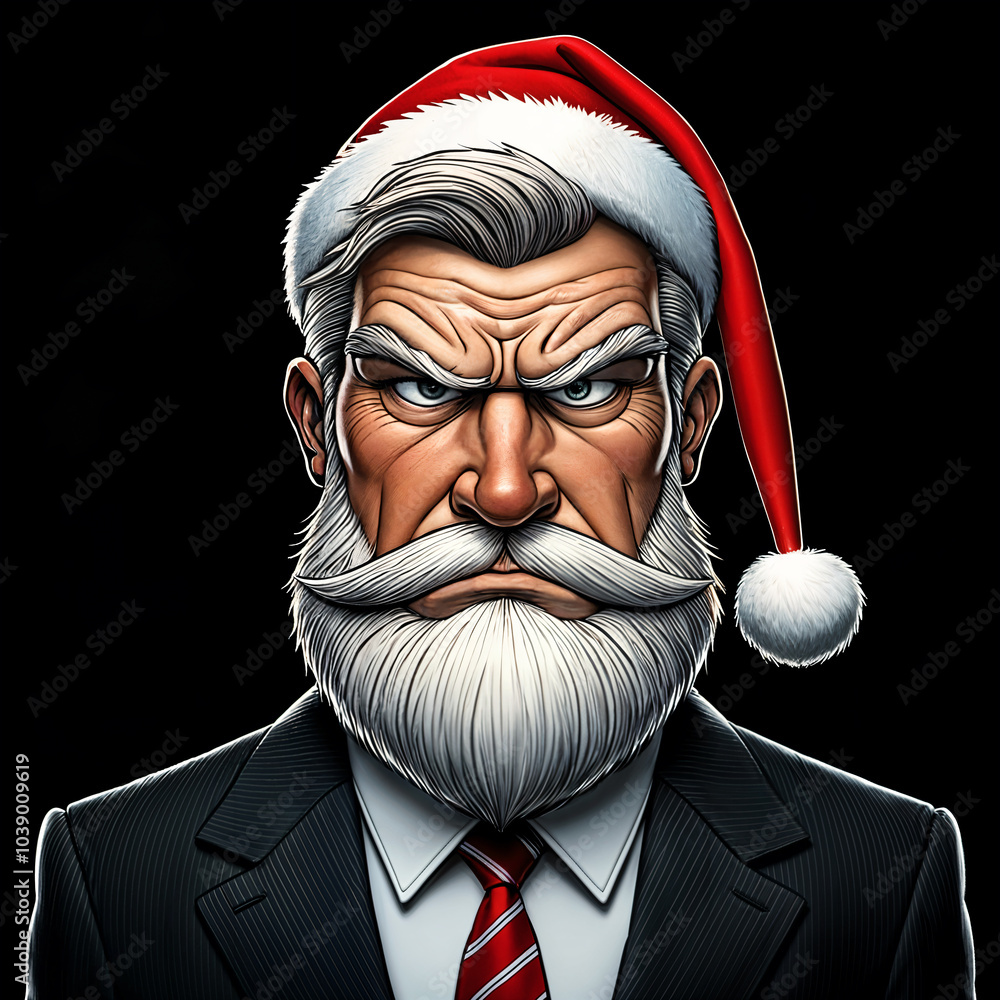 Stylized illustration of a man with a stern expression, wearing a suit ...