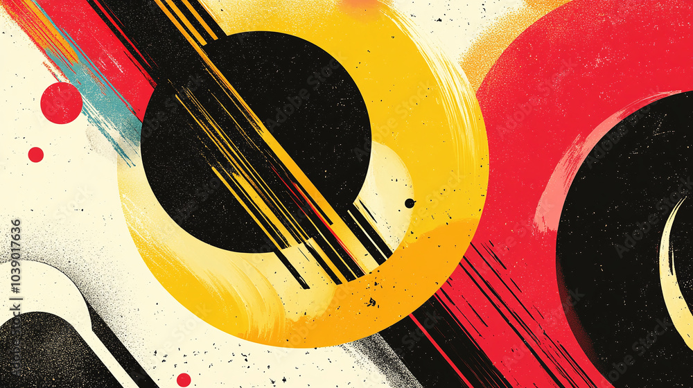 A retro-style music event poster with bold, rounded fonts in vibrant ...