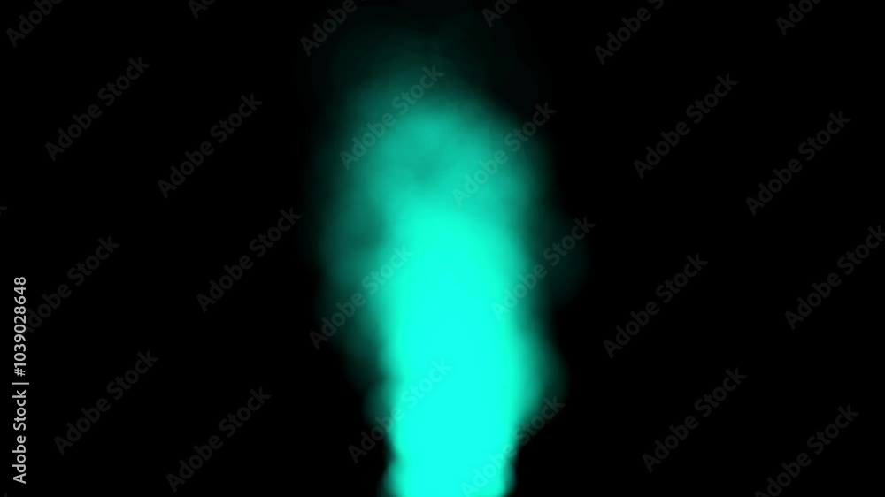Sky color fog smoke eruption animation. Puffs of cyan color poisonous ...