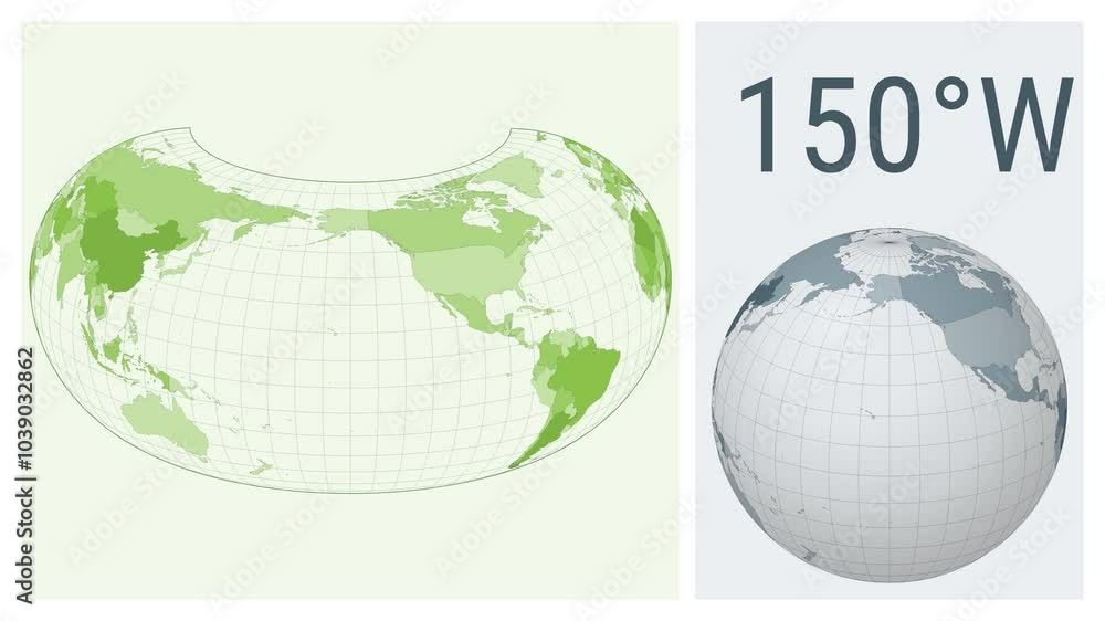 World Map Animation. Armadillo projection. Colored countries style ...