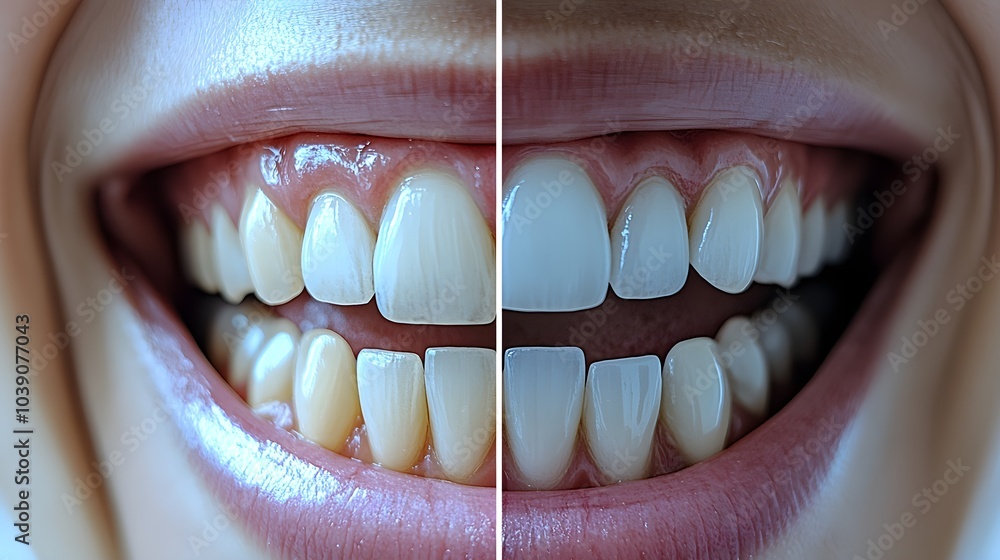 Teeth whitening testimonial featuring side-by-side before-and-after ...