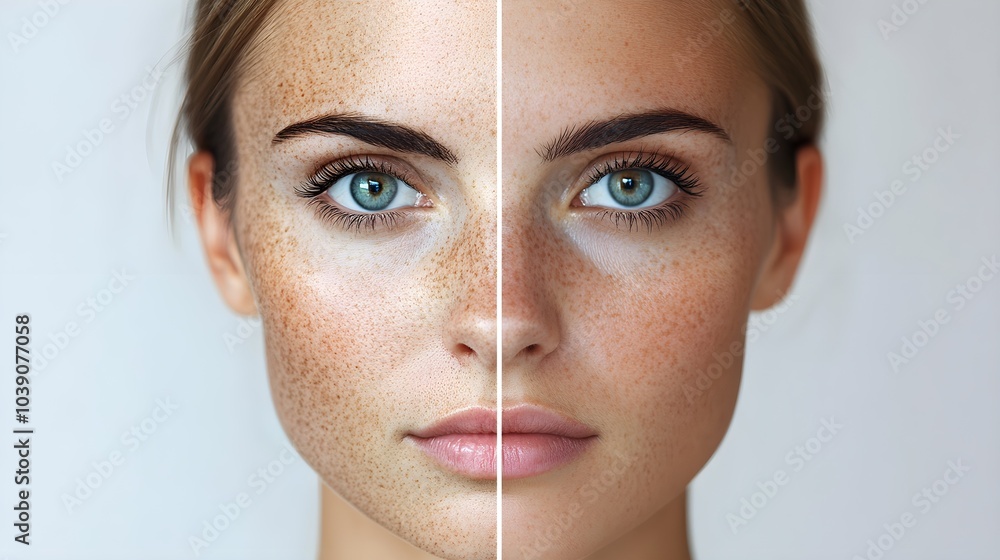 Visual journey of skin transformation, with pigmentation spots and ...