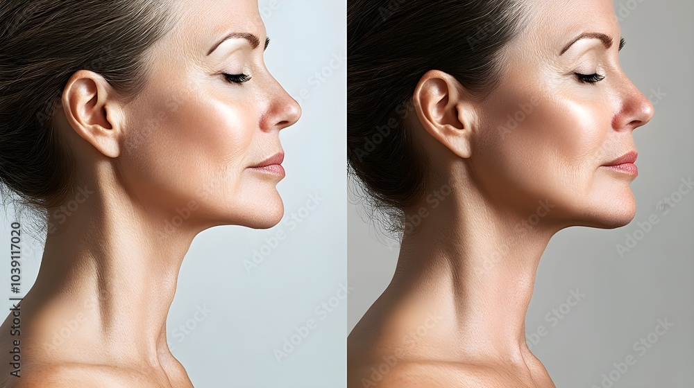 Visual testimonial of a woman's fitness success, showing her posing in ...