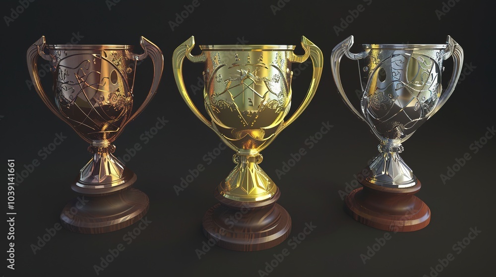 Champions Cup - a prestigious and celebratory visual. The gold, silver ...