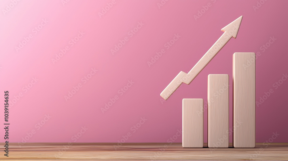 Increasing trends in business performance are represented by wooden bar ...