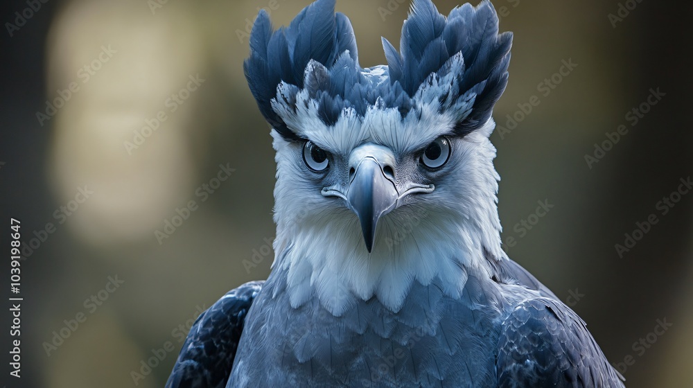 Headshot of a Harpy Eagle with a Soft Natural Blur Background in Its ...