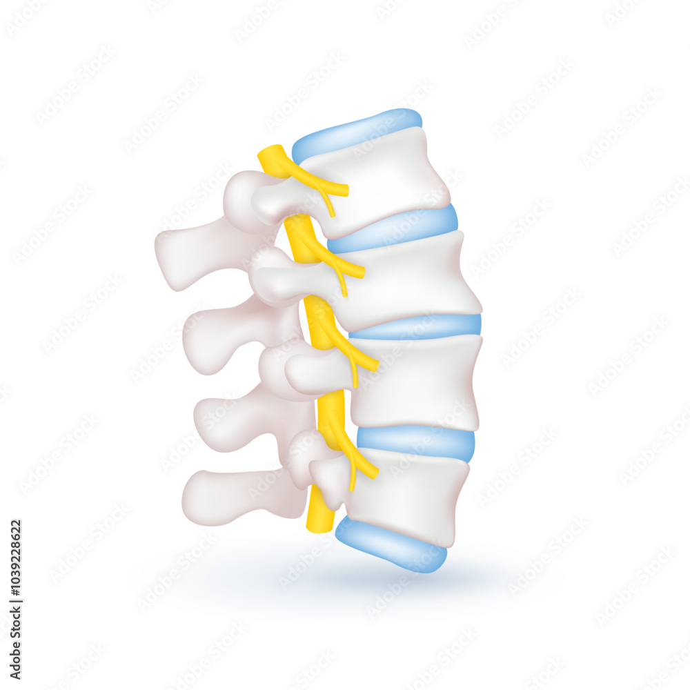 Spinal nerve cord yellow. Vertebral anatomy and disc bone human organ ...
