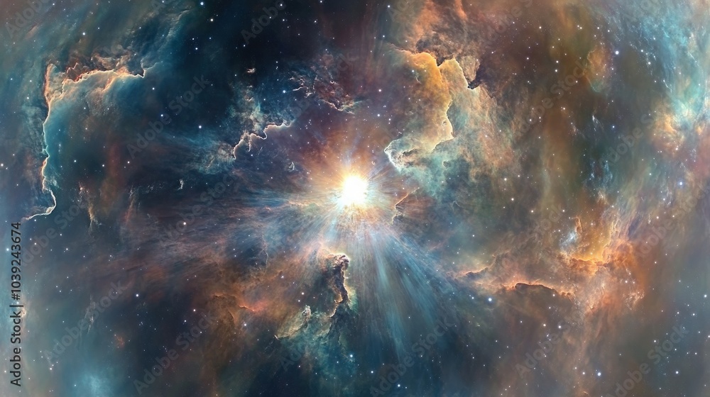 A 360-degree equirectangular space background featuring colorful ...