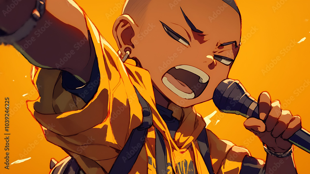 young black african boy anime character rapper style Stock Illustration ...