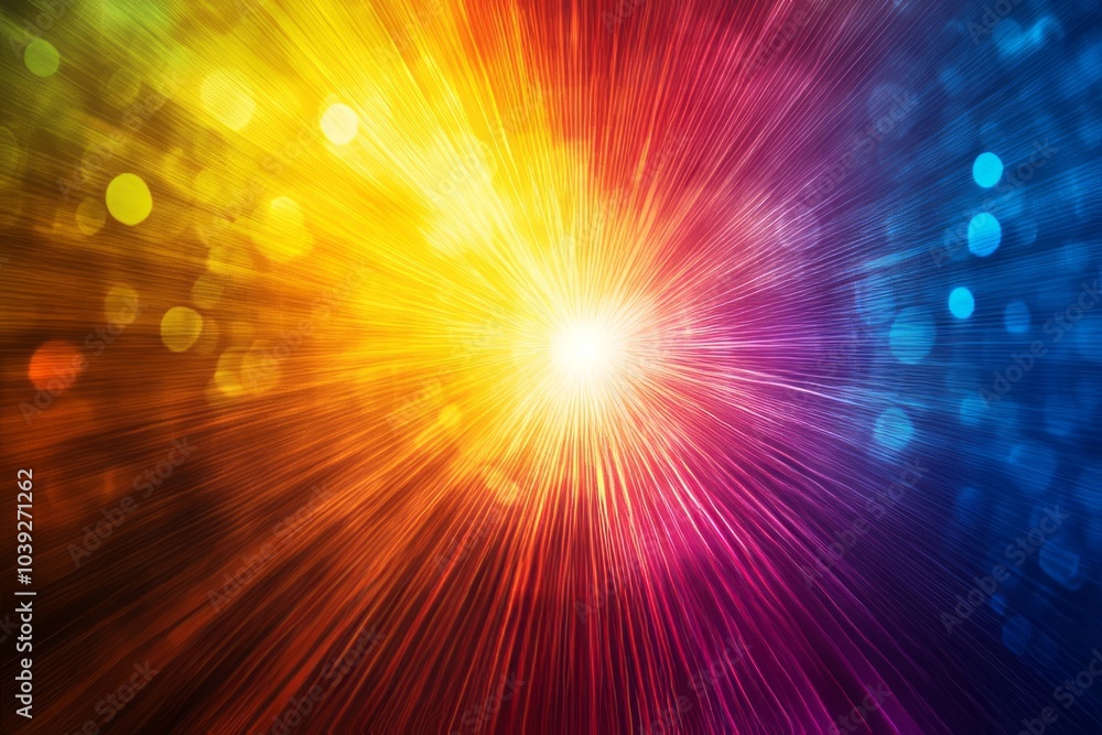 complex light effect with a central luminous point, towards which ...