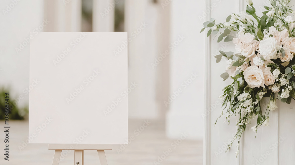 This mockup features a clean, blank wedding welcome sign measuring 36 x ...