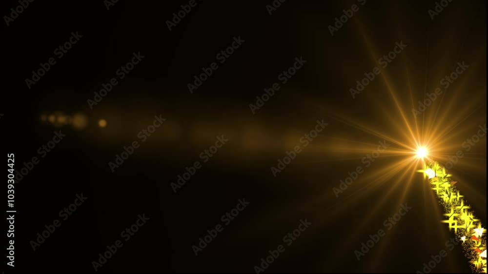 Magician's wand with golden light effects on a black background ...
