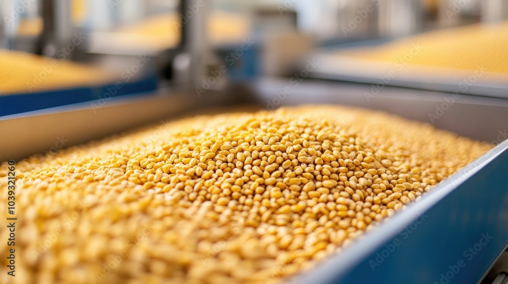 Industrial Machines Processing Grains in Food Production Facility Grain ...