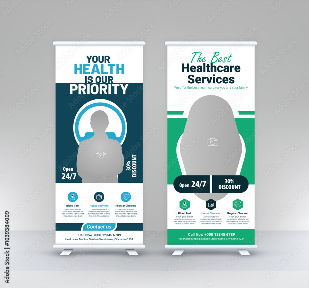 professional stand roll up medical healthcare signage pullup doctor ...