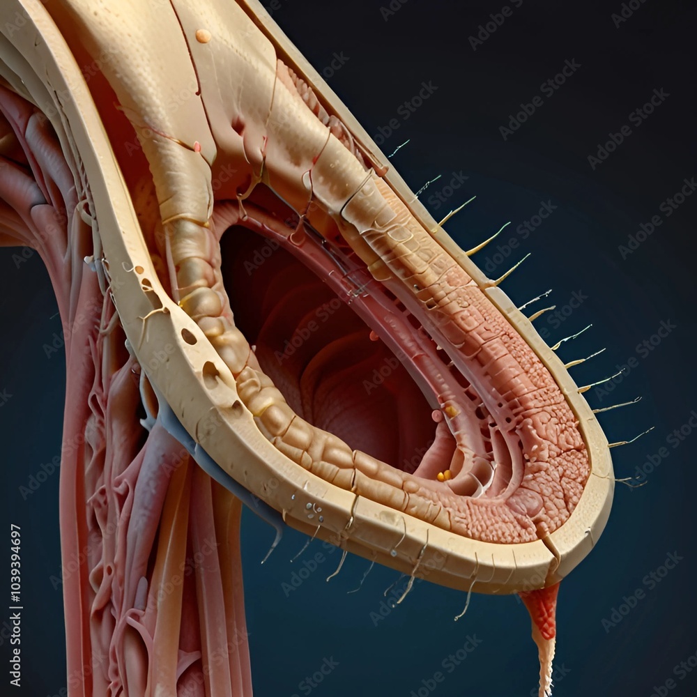 A medical illustration of the human ear, highlighting the outer, middle ...