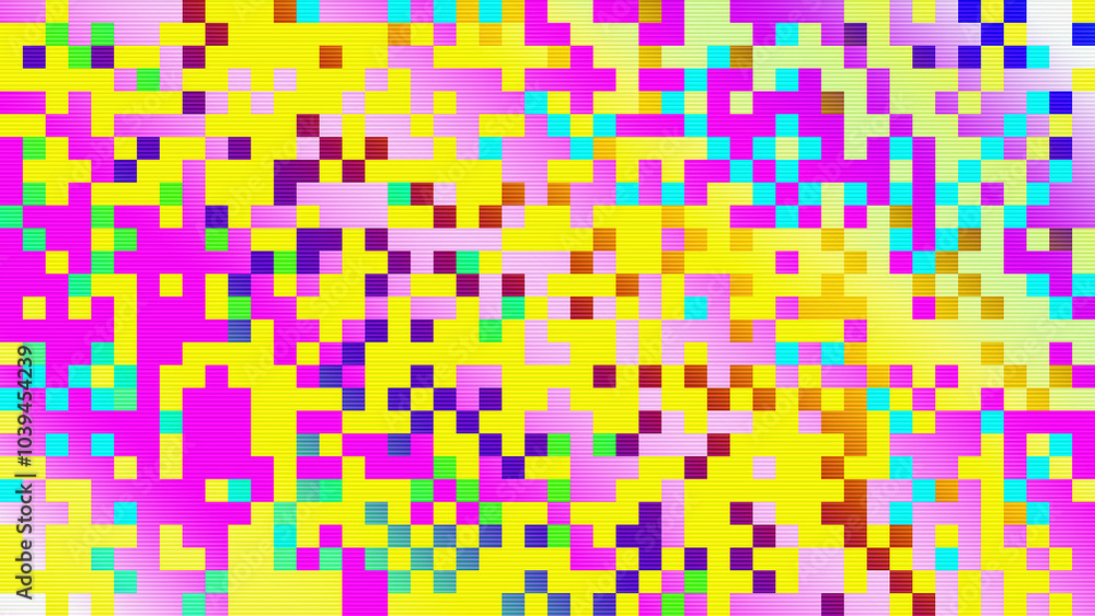 Abstract pixelated interlaced colorful rainbow 8 bit cyber retro game ...