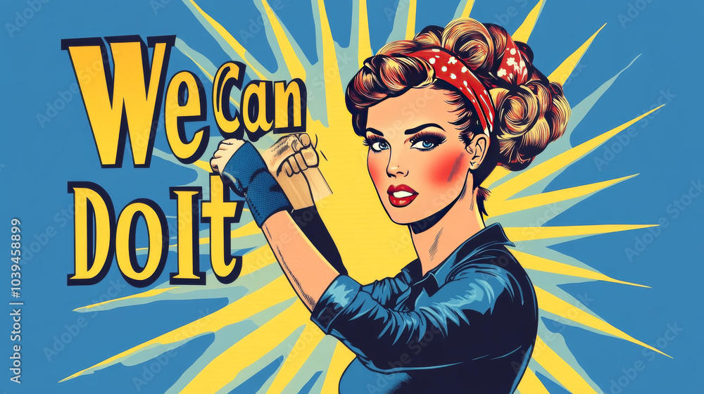 The "We Can Do It" poster features a powerful woman in a bold, pop art ...