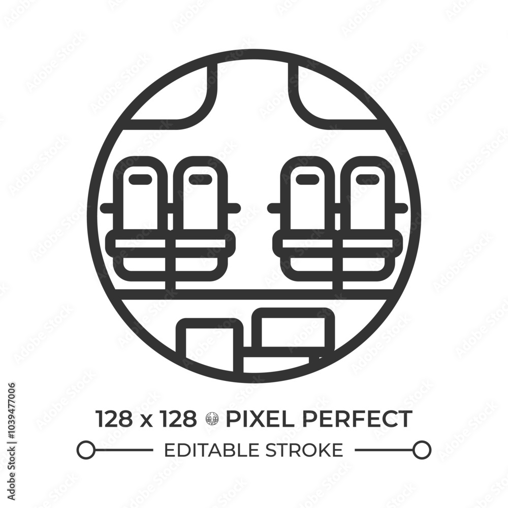 Fuselage cross section linear icon. Aircraft interior layout of plane ...