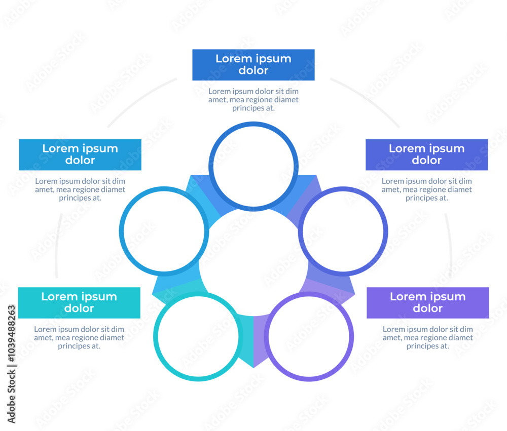 Business operations infographic radial flowchart. Process cycle ...