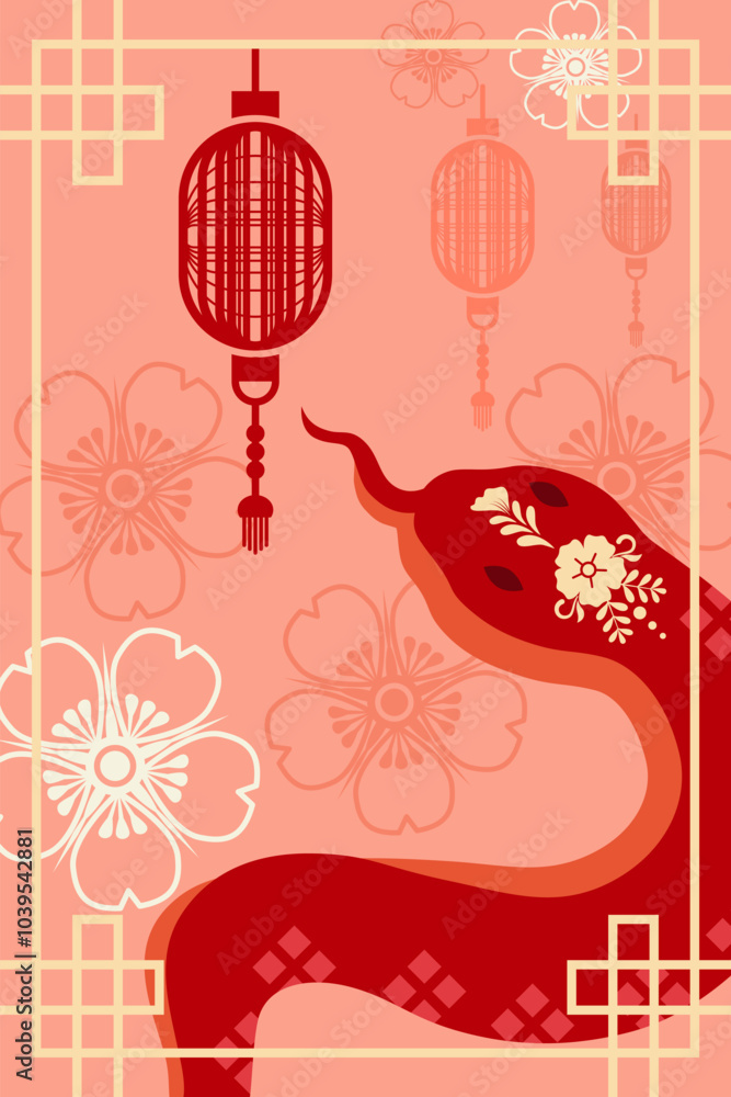 2025 Chinese new year, year of the snake banner template design with ...