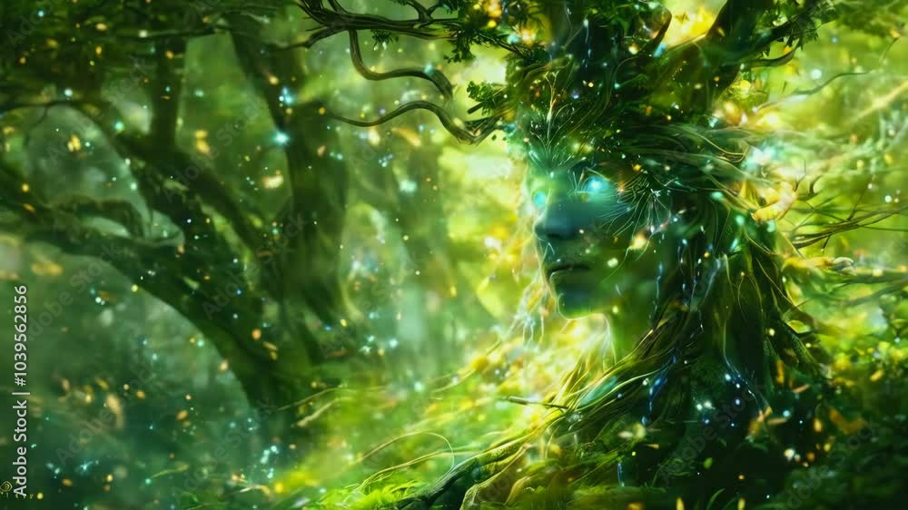 Forest Guardian Spirit: An ethereal spirit or guardian emerging from ...