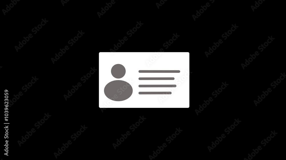ID Card icon animation. Identification cards outline sign. Driver's ...