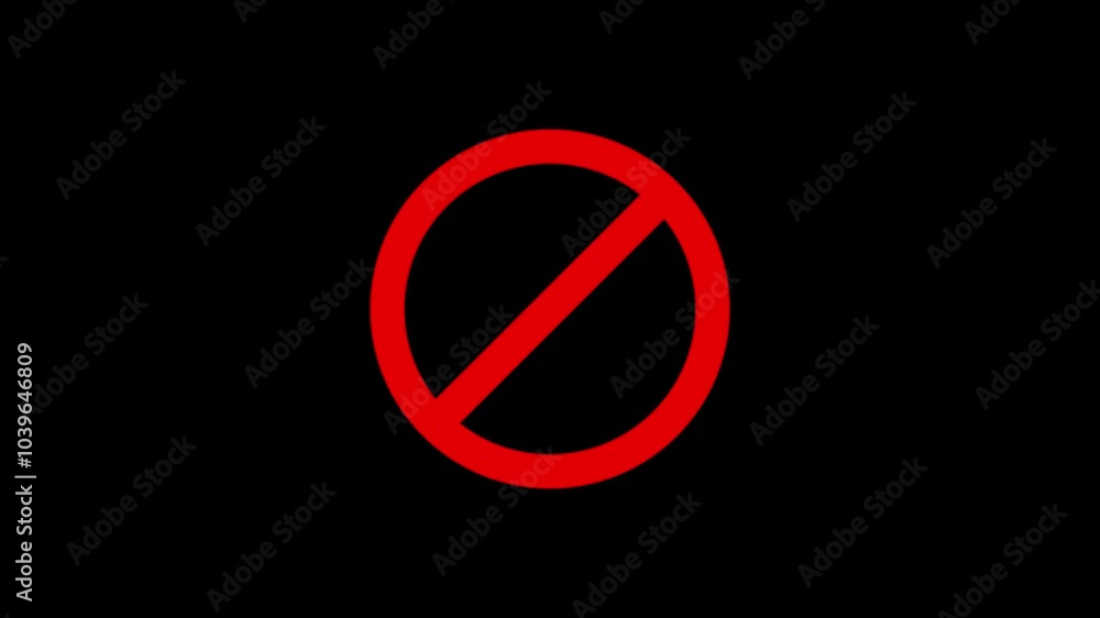Simple Ban animation icon. Red sign stop, ban, cross, warning, stop or ...