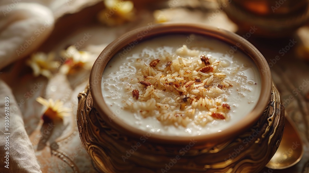 Rice Kheer a milk based desser slow cooked rice grains with whole milk ...