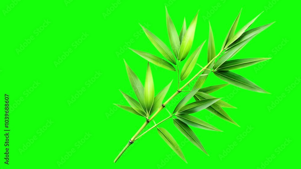 Branch of bamboo green screen animation motion graphic with chroma key ...