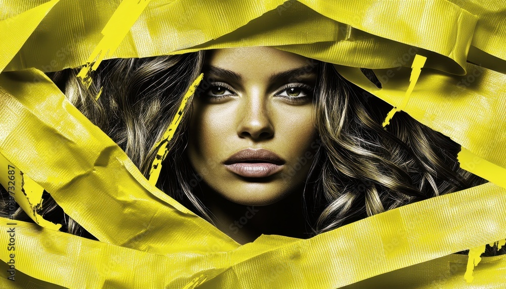 Yellow duct tape for photo collage. Bright scotch tape for the frame ...