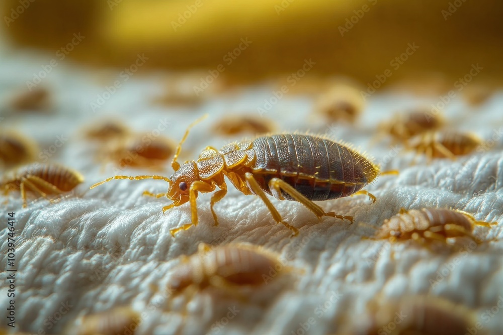 Professional bed bug exterminator treating a heavily infested bed ...