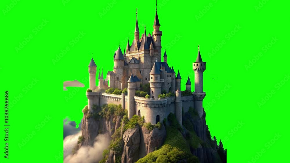 fantasy castle in the forest green screen animation motion graphic with ...