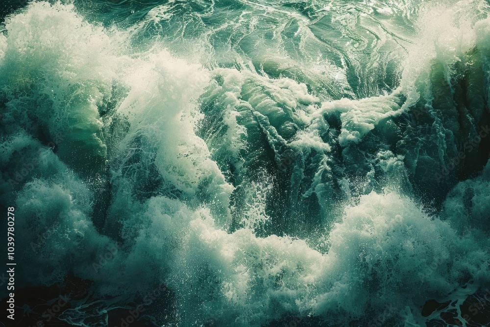 A massive wave of water, representing the biblical moment when Moses ...