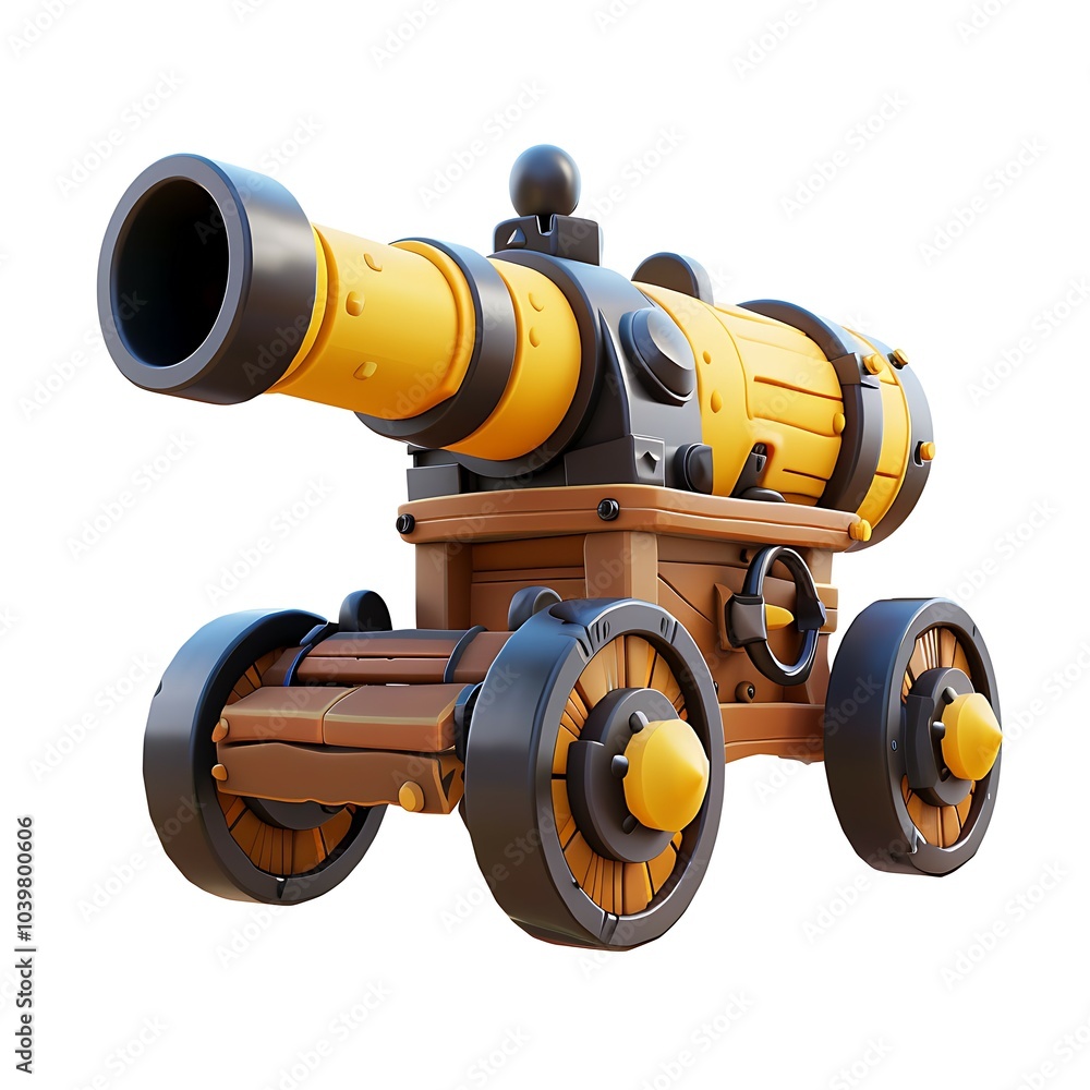 3D cartoon art style of canon isolated white background, graphic ...