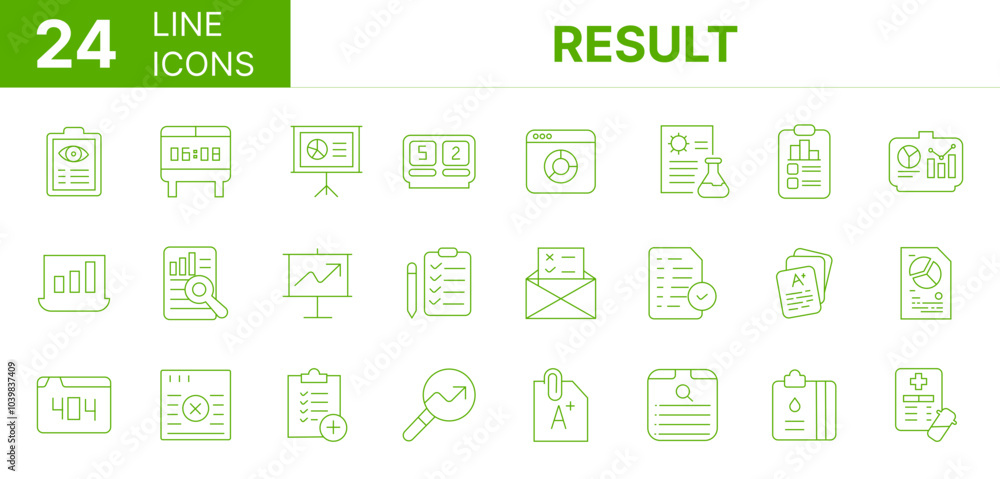 Collection of 24 result line icons featuring editable strokes. These ...