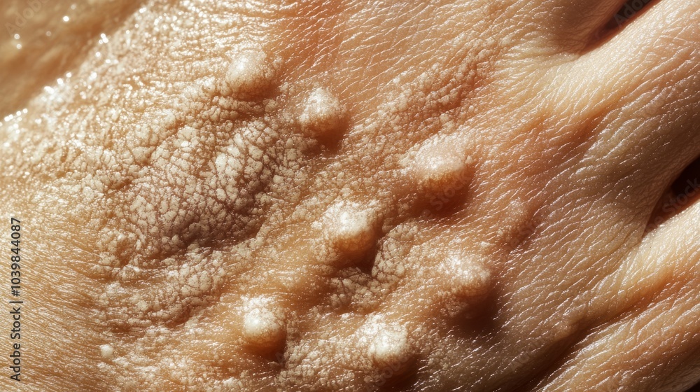 2410 28.A close-up of the skin with visible stage 2 papules from Mpox ...