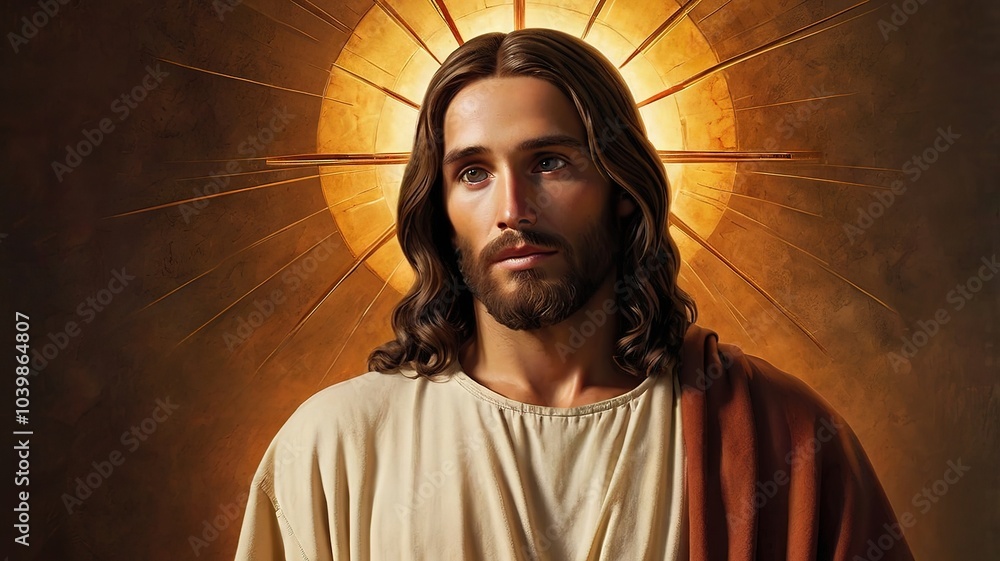 Male face that resembles Jesus Christ. Stock Photo | Adobe Stock