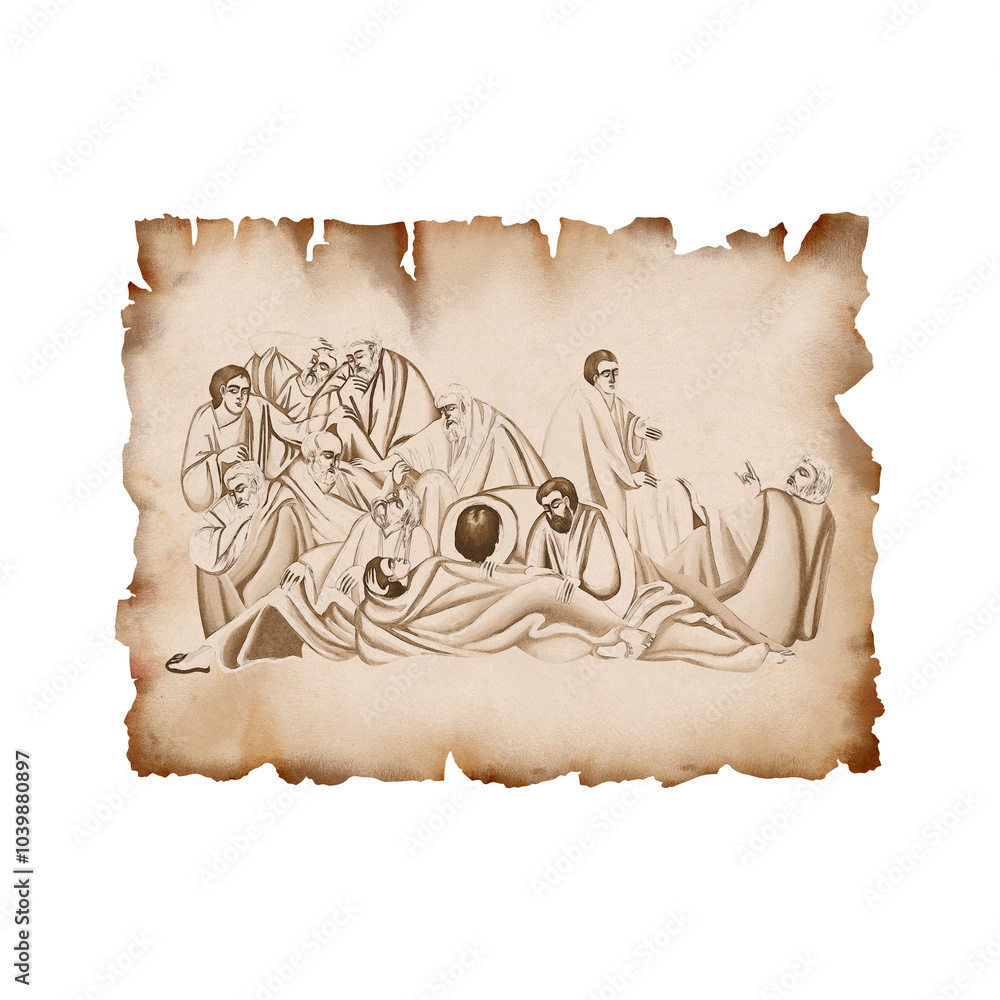 Sleeping apostles (the Agony in the garden of Gethsemane). Vintage ...