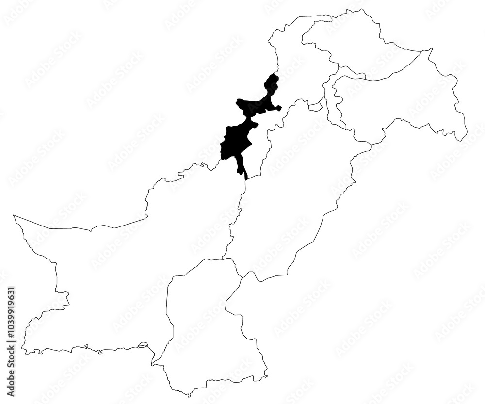 Map of fata province in Pakistan country on white background. single ...