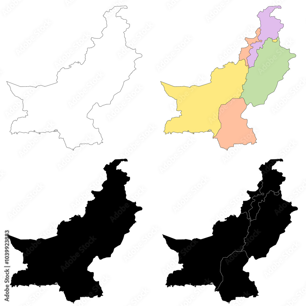 Pakistan country map sets without Jammu and Kashmir region ...