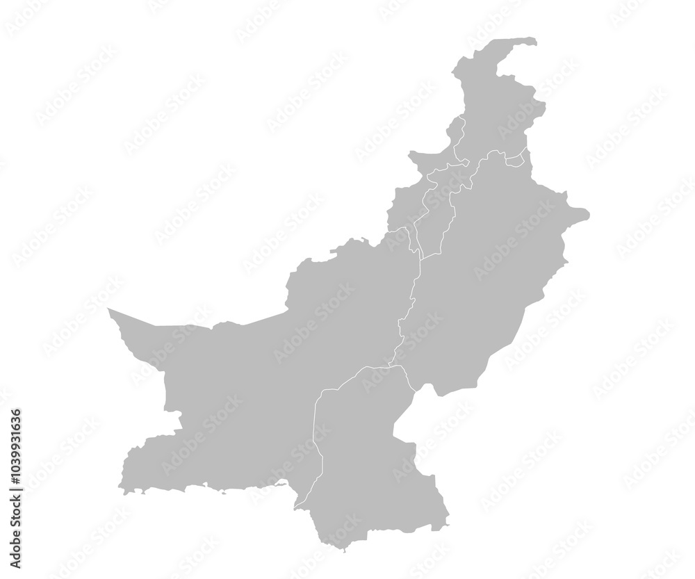 Pakistan administrative map. province map of Pakistan, blank Map, empty ...