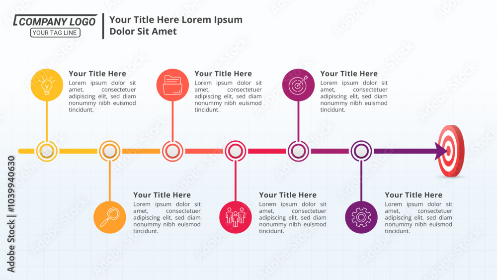 Six Steps to Achieving Goals Infographic with Editable Text on a 16:9 ...