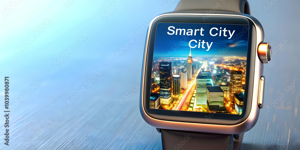 Macro Shot Smart Watch City Traffic Data Close Up Wrist Real-Time ...