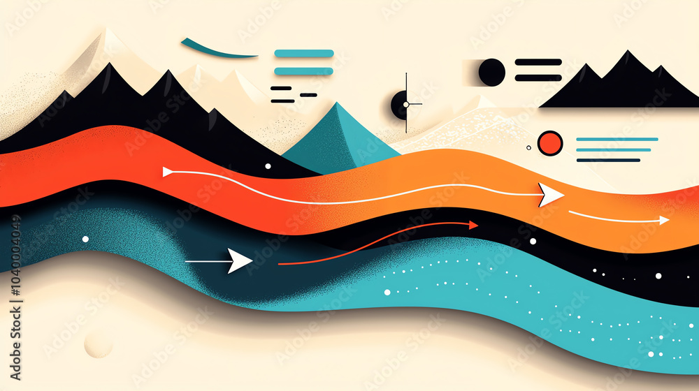 Directional arrows on a map, showing the flow of planning and guidance ...
